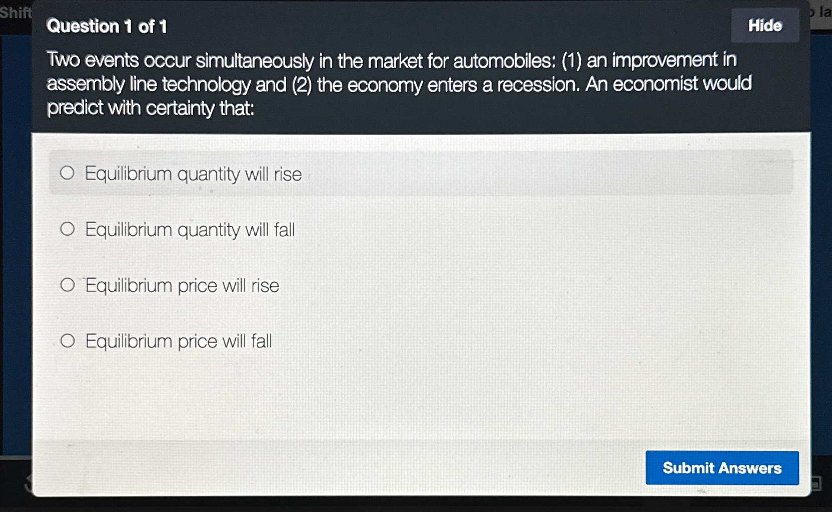 Solved Question 1 ﻿of 1Two events occur simultaneously in | Chegg.com