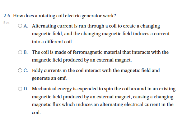 Solved 2-6 ﻿How does a rotating coil electric generator | Chegg.com