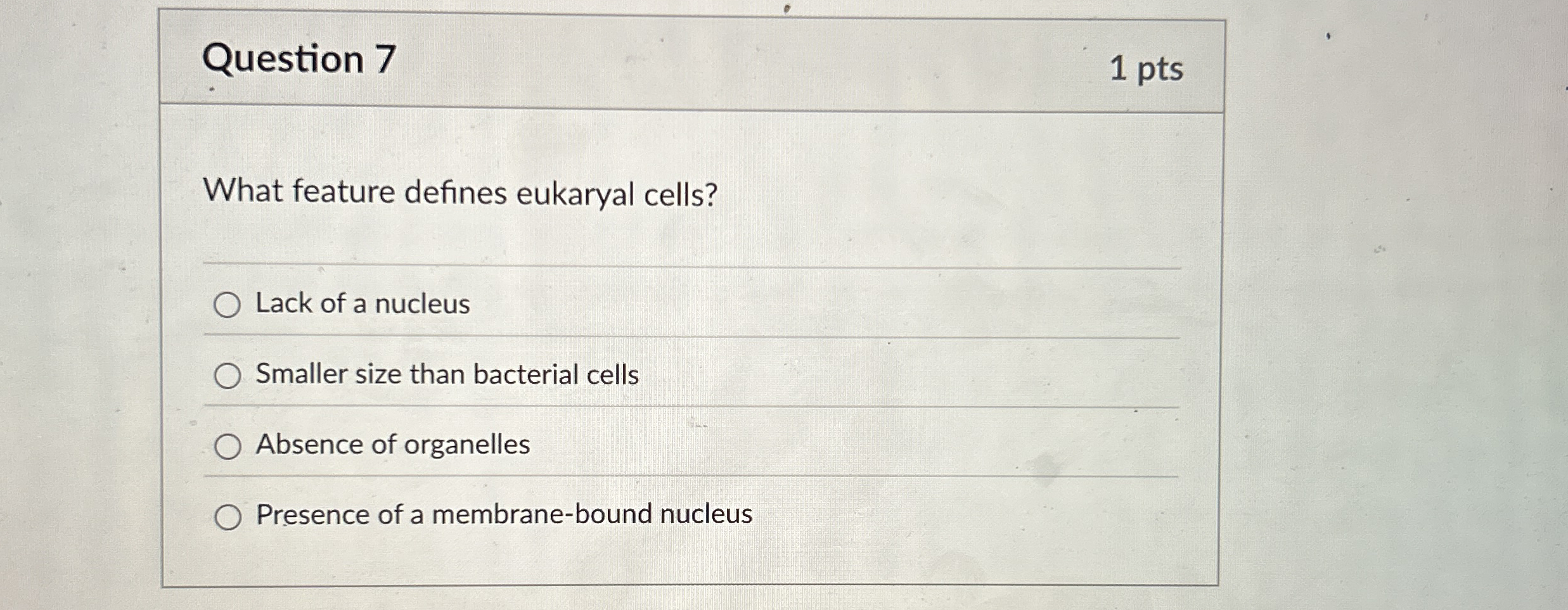 Solved Question 71 ﻿ptsWhat feature defines eukaryal | Chegg.com