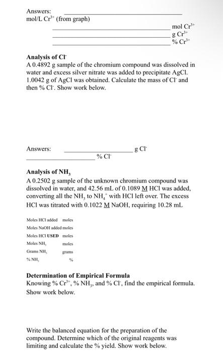 Solved Analysis of a Purple Nickel Compound Prelab 2.0184 g | Chegg.com