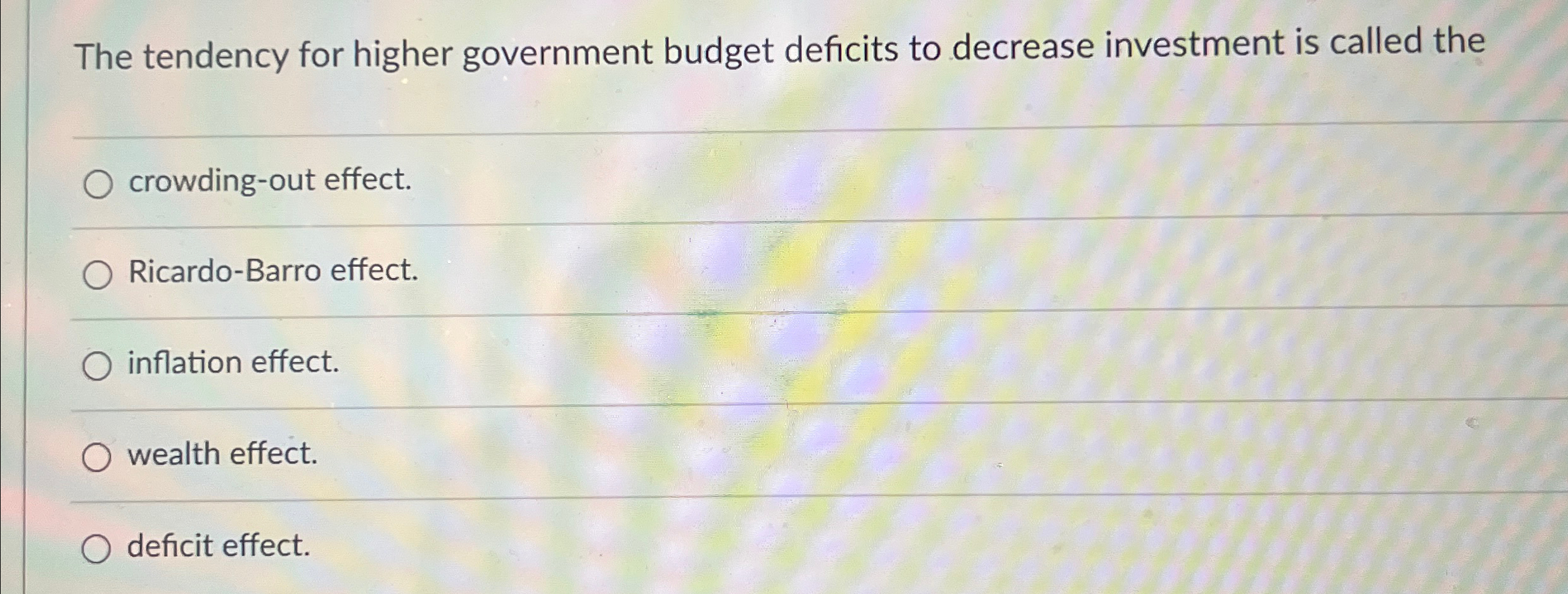 Solved The tendency for higher government budget deficits to | Chegg.com