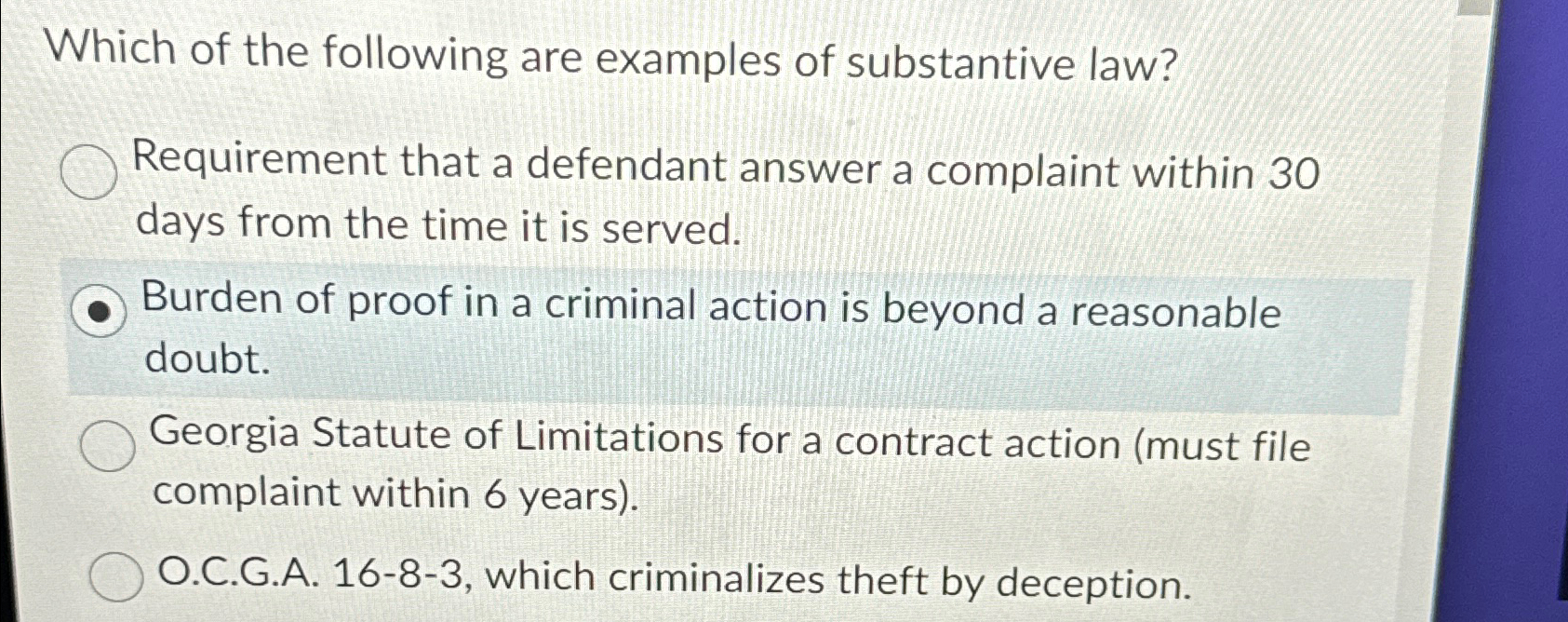 Solved Which of the following are examples of substantive | Chegg.com