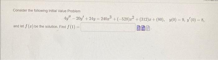 Solved Consider the following Initial Value Problem 4y" - | Chegg.com