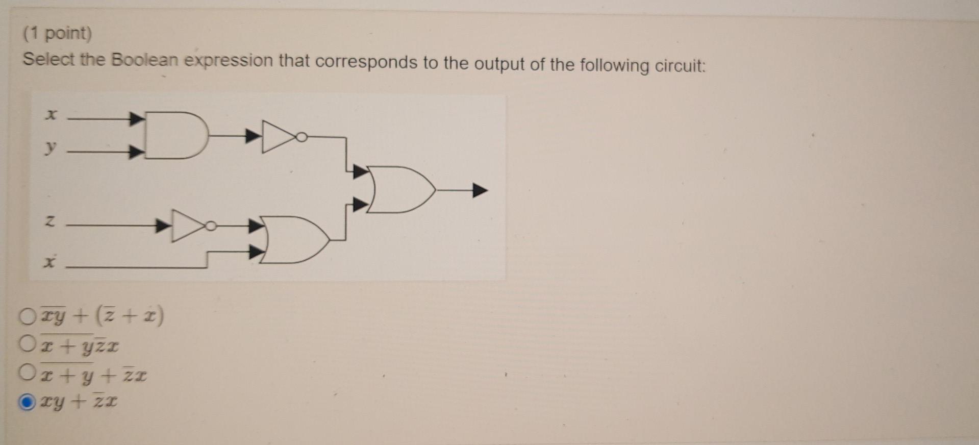 Solved (1 point) Select the Boolean expression that | Chegg.com