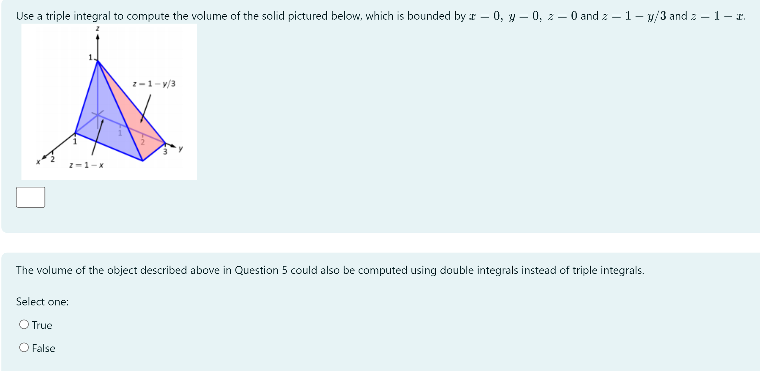 Solved Use a triple integral to ﻿compute the volume of ﻿the | Chegg.com