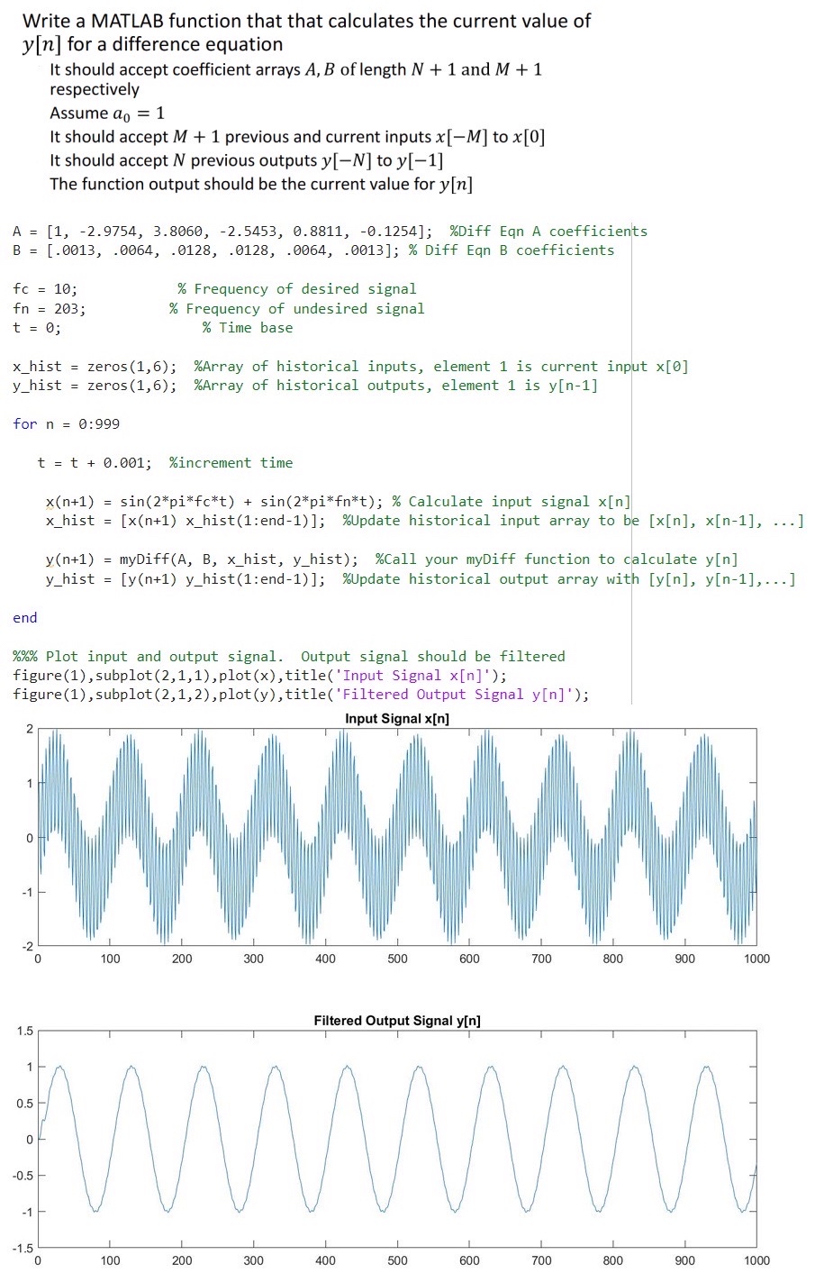 Complete the matlab code below by implimenting a | Chegg.com