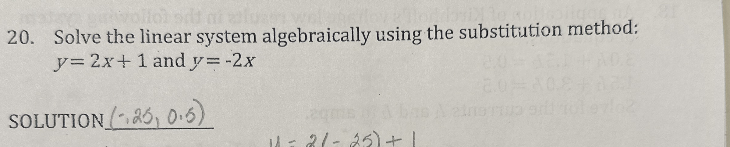 Solved Solve the linear system algebraically using the | Chegg.com
