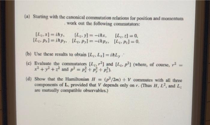 Solved (a) Starting with the canonical commutation relations | Chegg.com