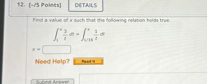 Solved Find a value of x such that the following relation | Chegg.com