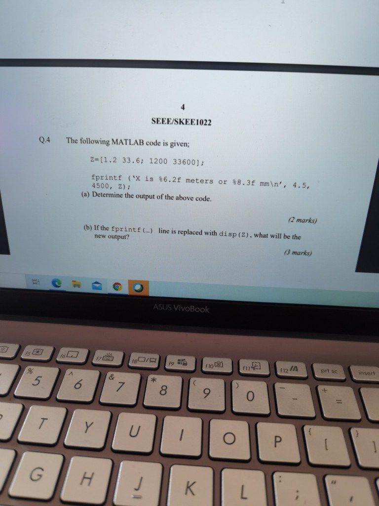 Solved SEEE/SKEE 1022 Q.4 The following MATLAB code is | Chegg.com