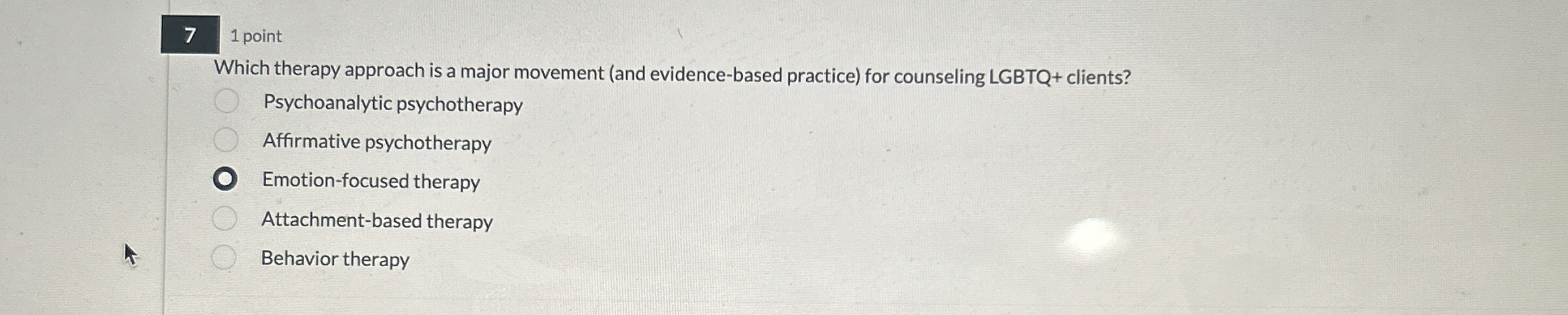 Solved 71 ﻿pointWhich therapy approach is a major movement | Chegg.com