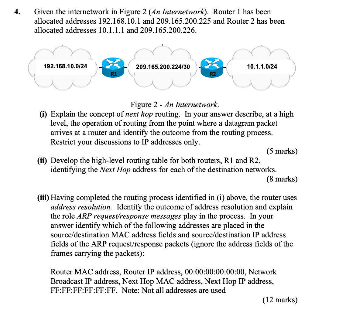 Solved Given the internetwork in Figure 2 (An Internetwork). | Chegg.com