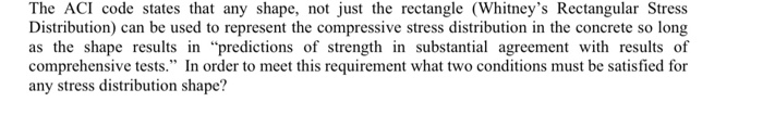 Solved The ACI code states that any shape, not just the | Chegg.com