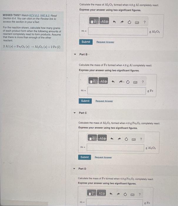 Solved For the reaction shown, calculate how many grams of | Chegg.com