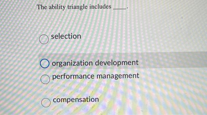 Solved The ability triangle includes selection organization | Chegg.com