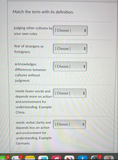 Solved Match the term with its definition.judging other | Chegg.com