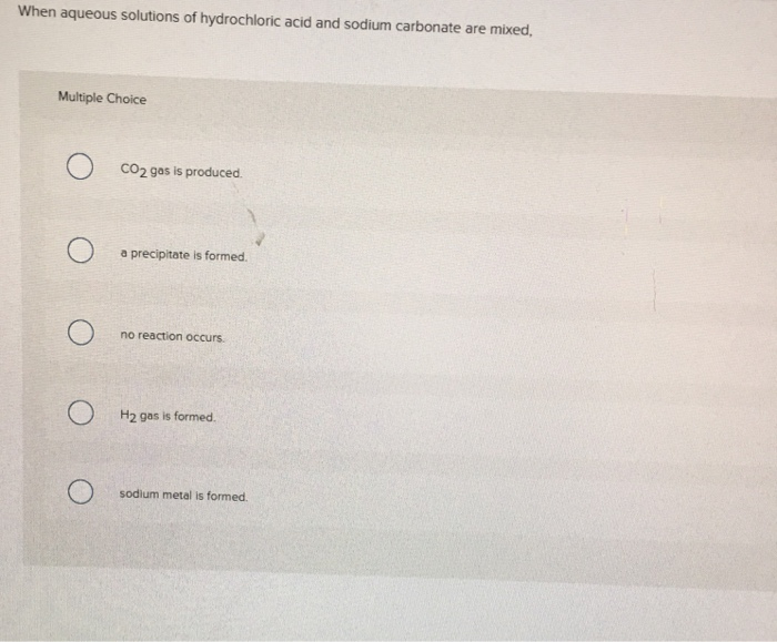 Solved When aqueous solutions of hydrochloric acid and | Chegg.com