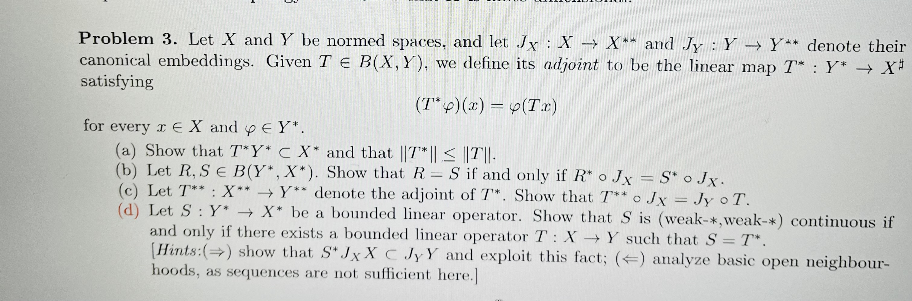 Solved Problem 3. ﻿Let x ﻿and Y ﻿be normed spaces, and let | Chegg.com