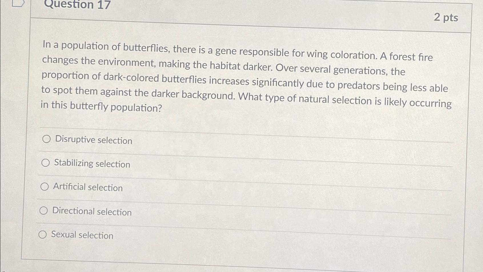 Solved Question 172 ﻿ptsIn a population of butterflies, | Chegg.com