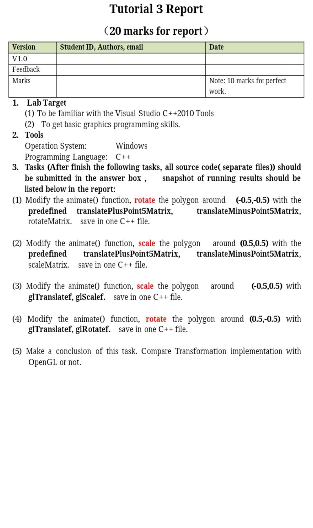 Solved Tutorial 3 Report (20 marks for report) 1. Lab Target | Chegg.com