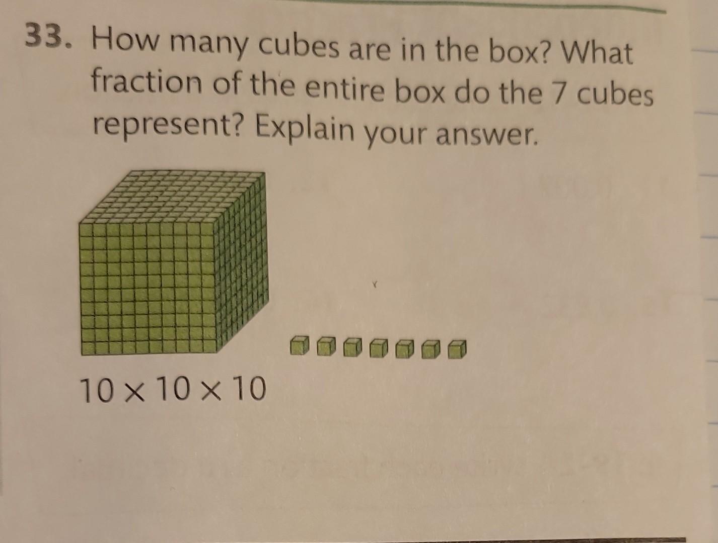 Solved 3. How many cubes are in the box? What fraction of | Chegg.com