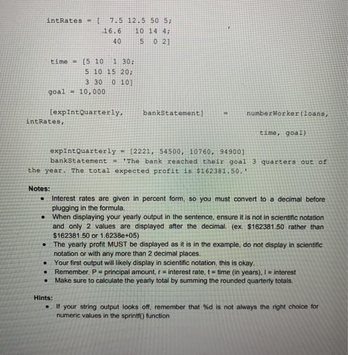 Solved Function Name: numberworker Inputs: 1. (double) Mx4 | Chegg.com