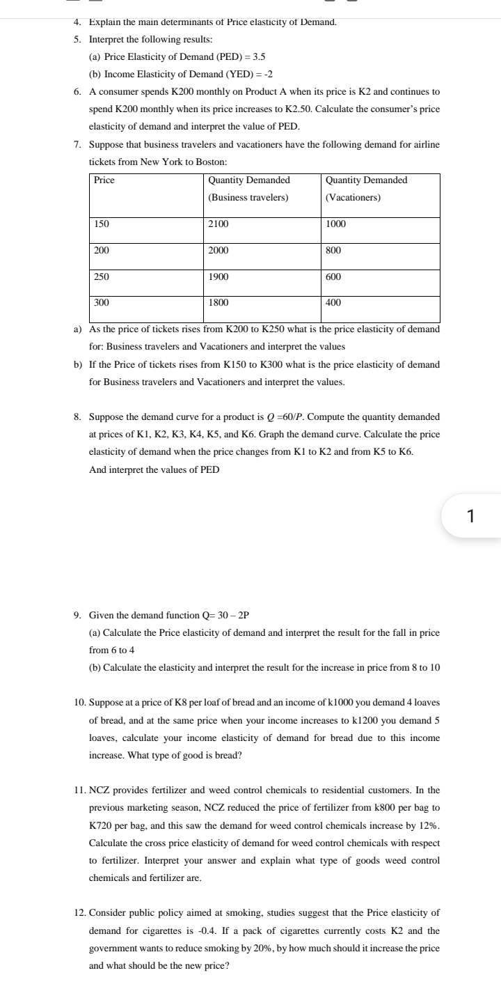 Solved 4. Explain the main determinants of Price elasticity | Chegg.com