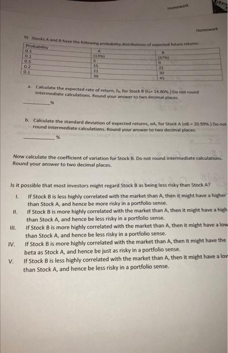 Solved Part c) Assume the risk free rate is 3.5%. What are | Chegg.com
