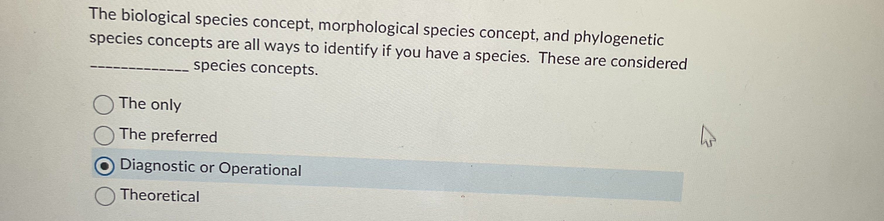 Solved The biological species concept, morphological species | Chegg.com