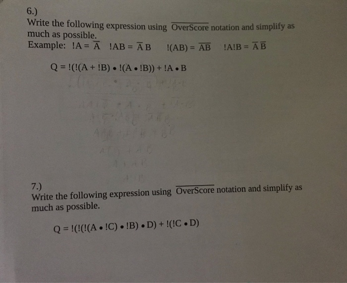 Solved Write the following expressions using the Overscore | Chegg.com