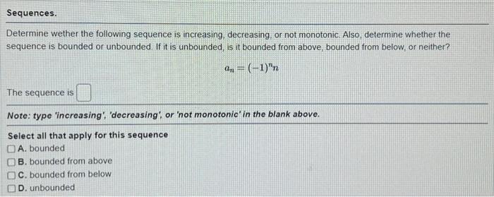 Solved Determine Wether The Following Sequence Is