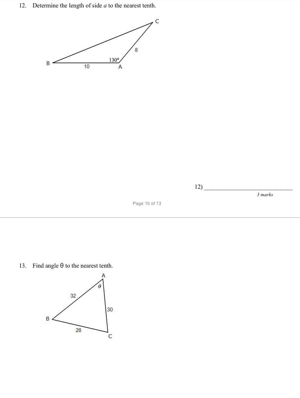 Solved v Determine the length of side a ﻿to the nearest | Chegg.com