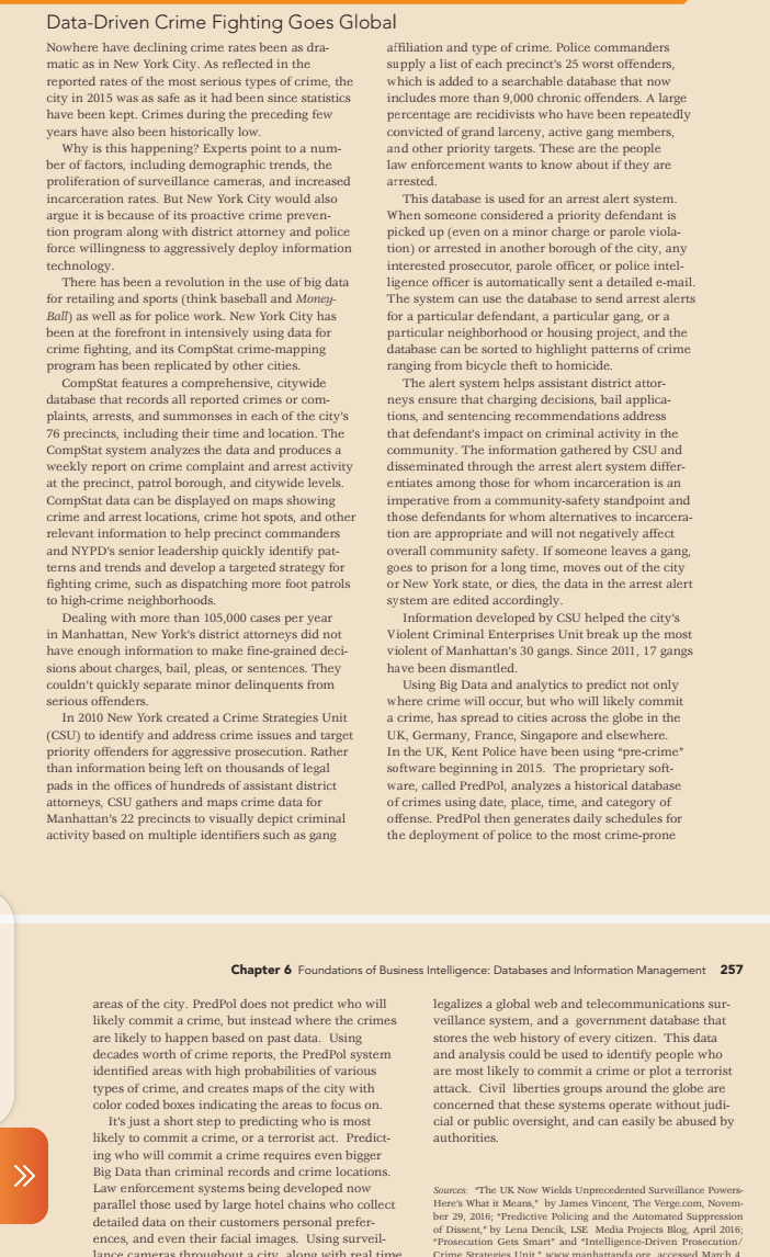 Solved 1 Data-Driven Crime Fighting Goes Global Nowhere have | Chegg.com