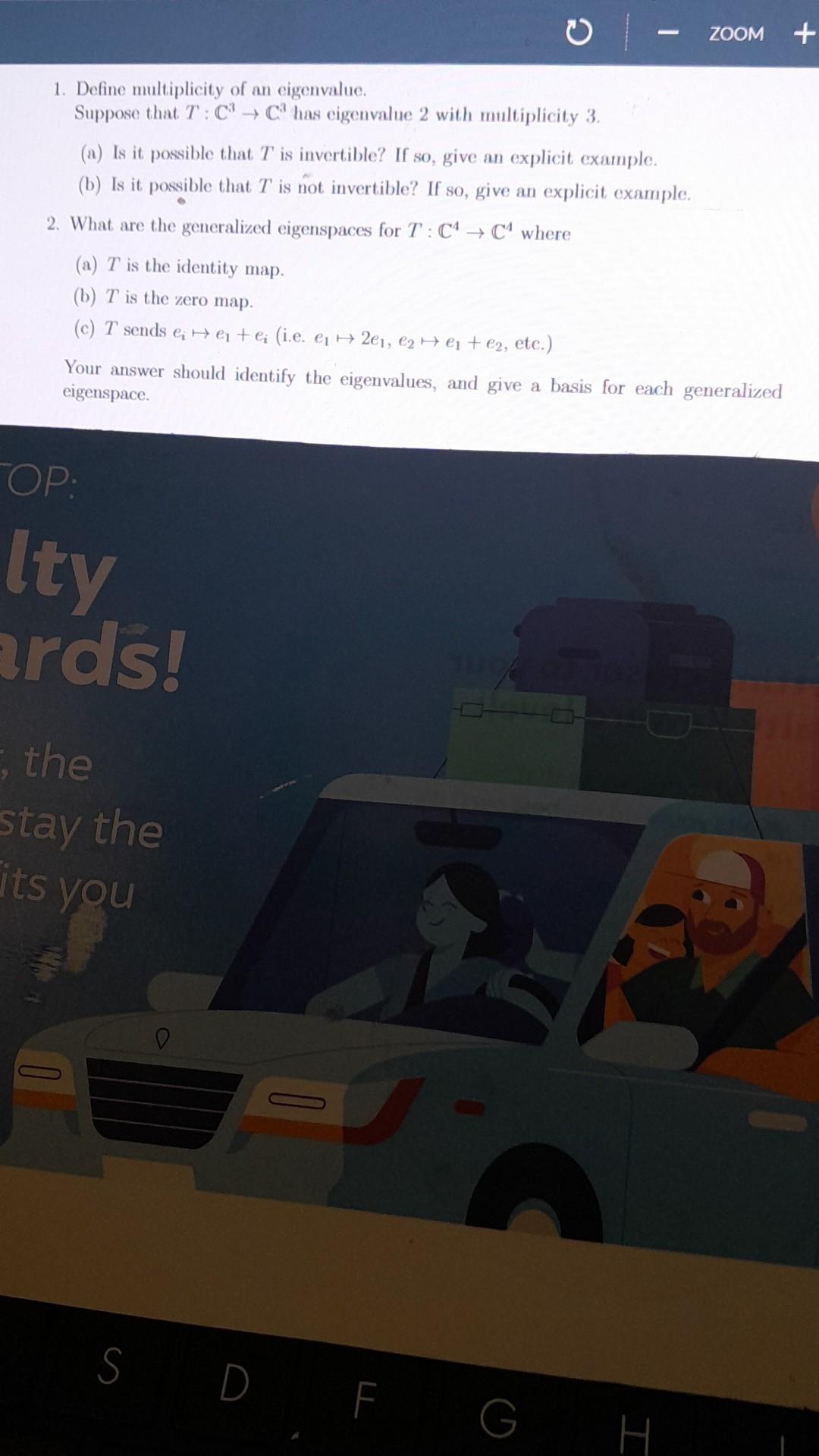 Solved 1. Define multiplicity of an eigenvalue. Suppose that | Chegg.com