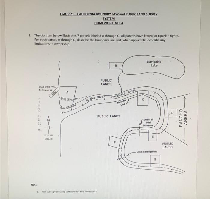 1. The diagram below illustrates 7 parcels labeled A | Chegg.com