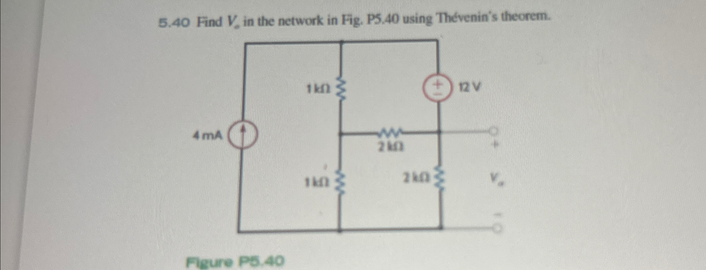 Solved 5.40 ﻿Find V0 ﻿in the network in Fig. P5.40 ﻿using | Chegg.com