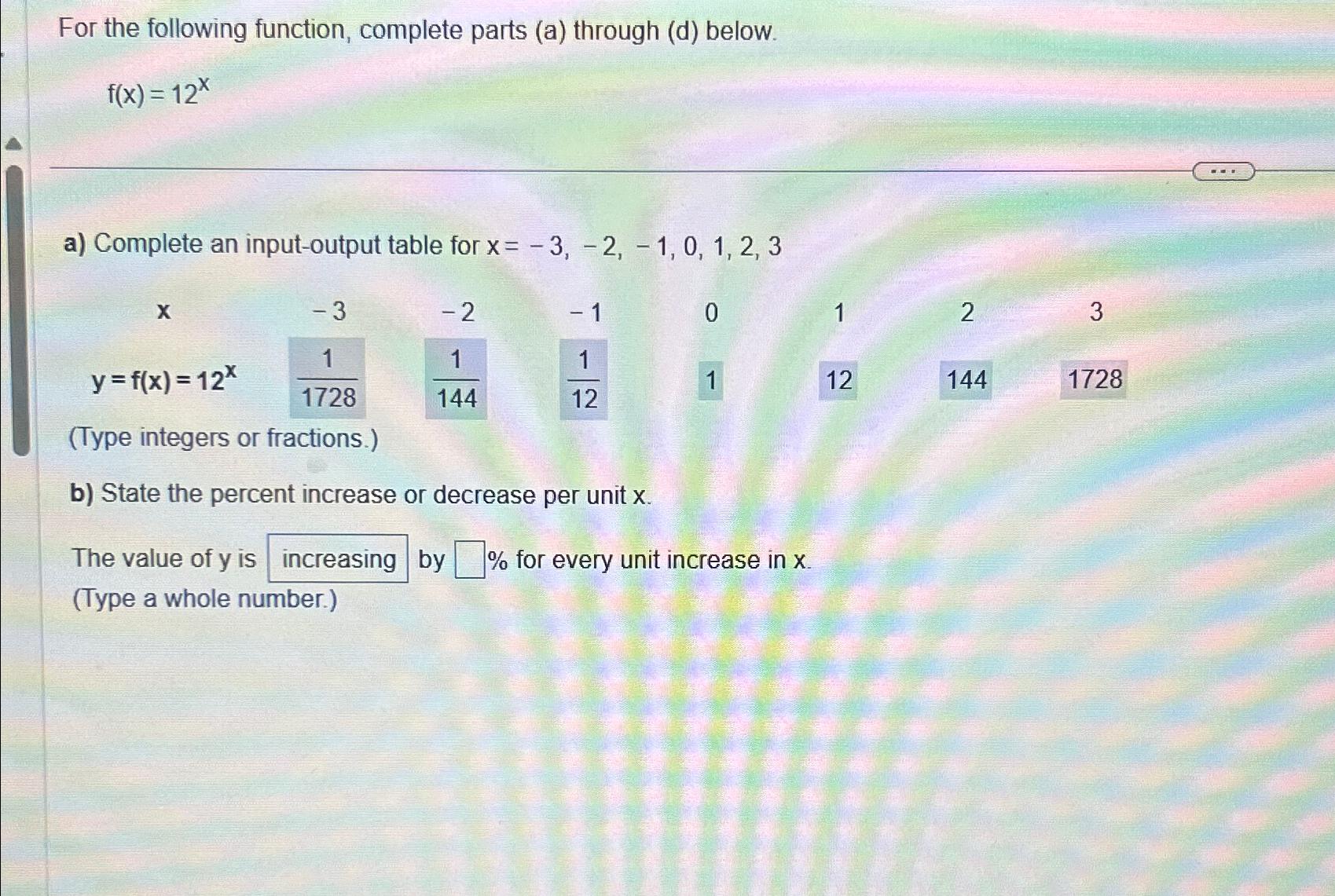 Solved For the following function, complete parts (a) | Chegg.com