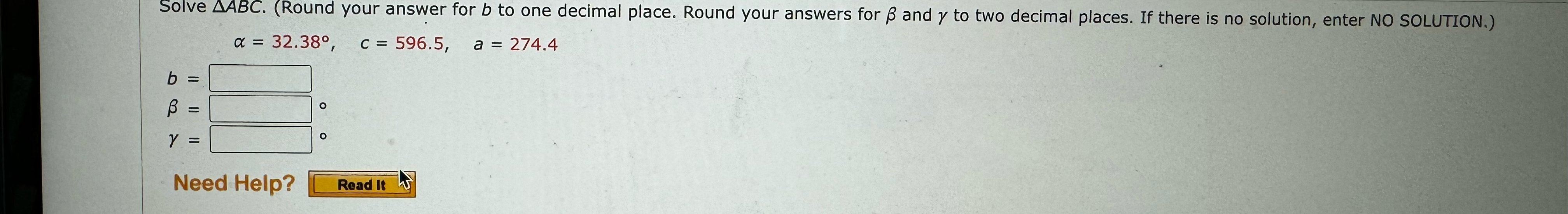 Solved Solve ????ABC. (Round your answer for b ﻿to one | Chegg.com