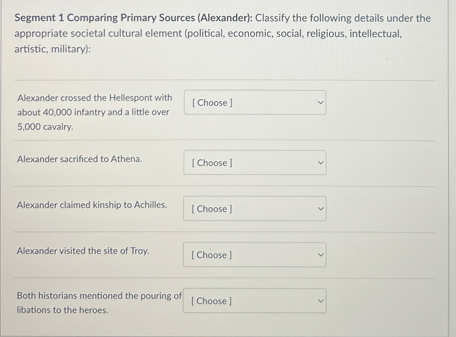 Segment 1 ﻿Comparing Primary Sources (Alexander): | Chegg.com