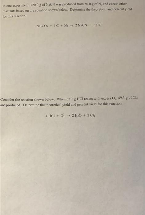 Solved nistry 65 Limiting Reactant & Percent Yield Practice | Chegg.com