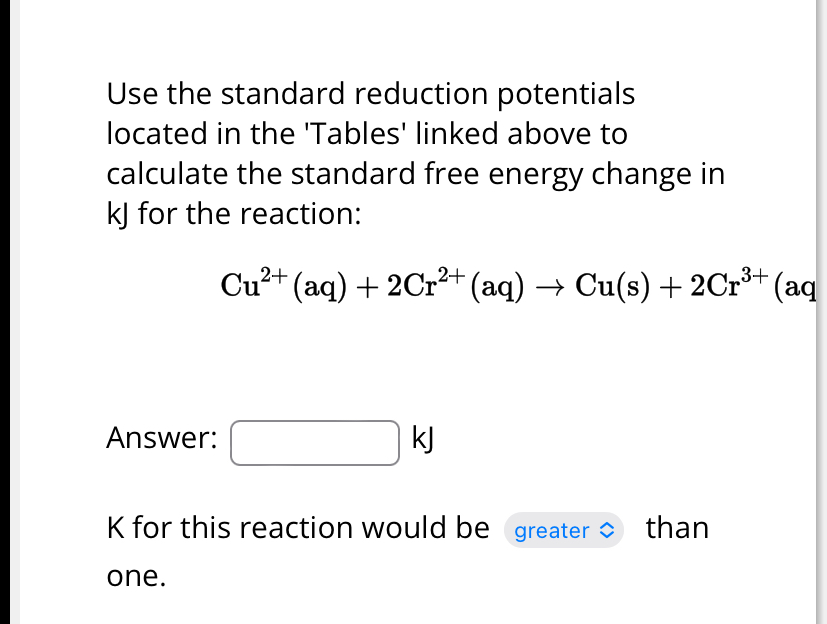 Solved Use the standard reduction potentials located in the | Chegg.com