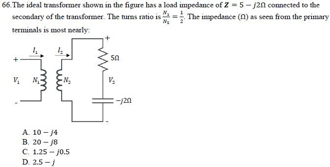 Solved 66. The ideal transformer shown in the figure has a | Chegg.com