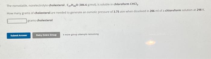Solved The nonvolatile, nonelectrolyte DDT, C14H9Cl5(354.50 | Chegg.com