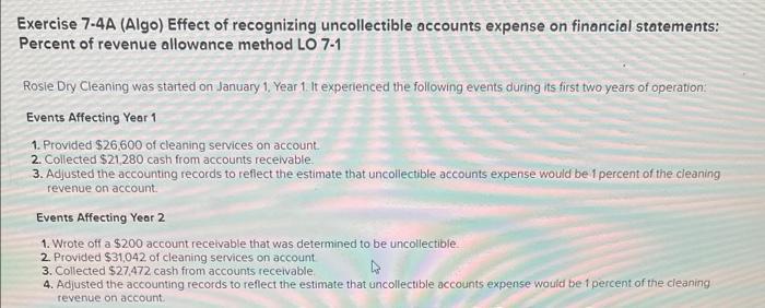 Solved Exercise 7-4A (algo) Effect of recognizing | Chegg.com