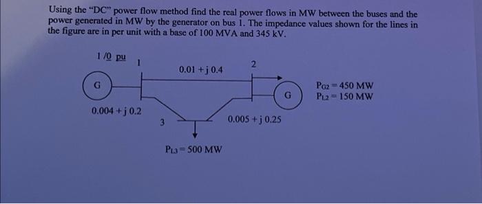 Solved Using the "DC" power flow method find the real power | Chegg.com