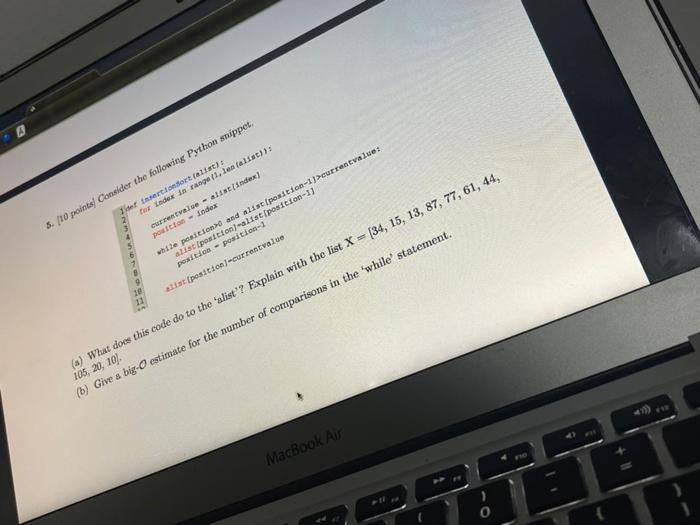 Solved 8.10 points' Consider the following Python snippet. | Chegg.com