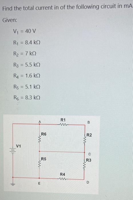 Solved Find the total current in of the following circuit in | Chegg.com