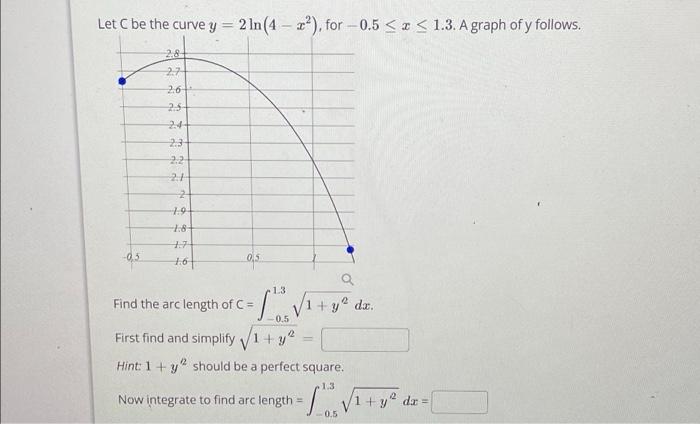 Solved Let C be the curve y = 2ln(4 – xº), for – 0,5