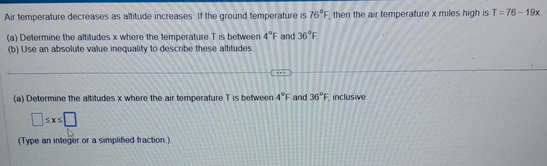 Solved Air temperature decreases as altitude increases. If | Chegg.com