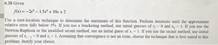 Solved solve using the SECANT METHOD with initial guesses of | Chegg.com